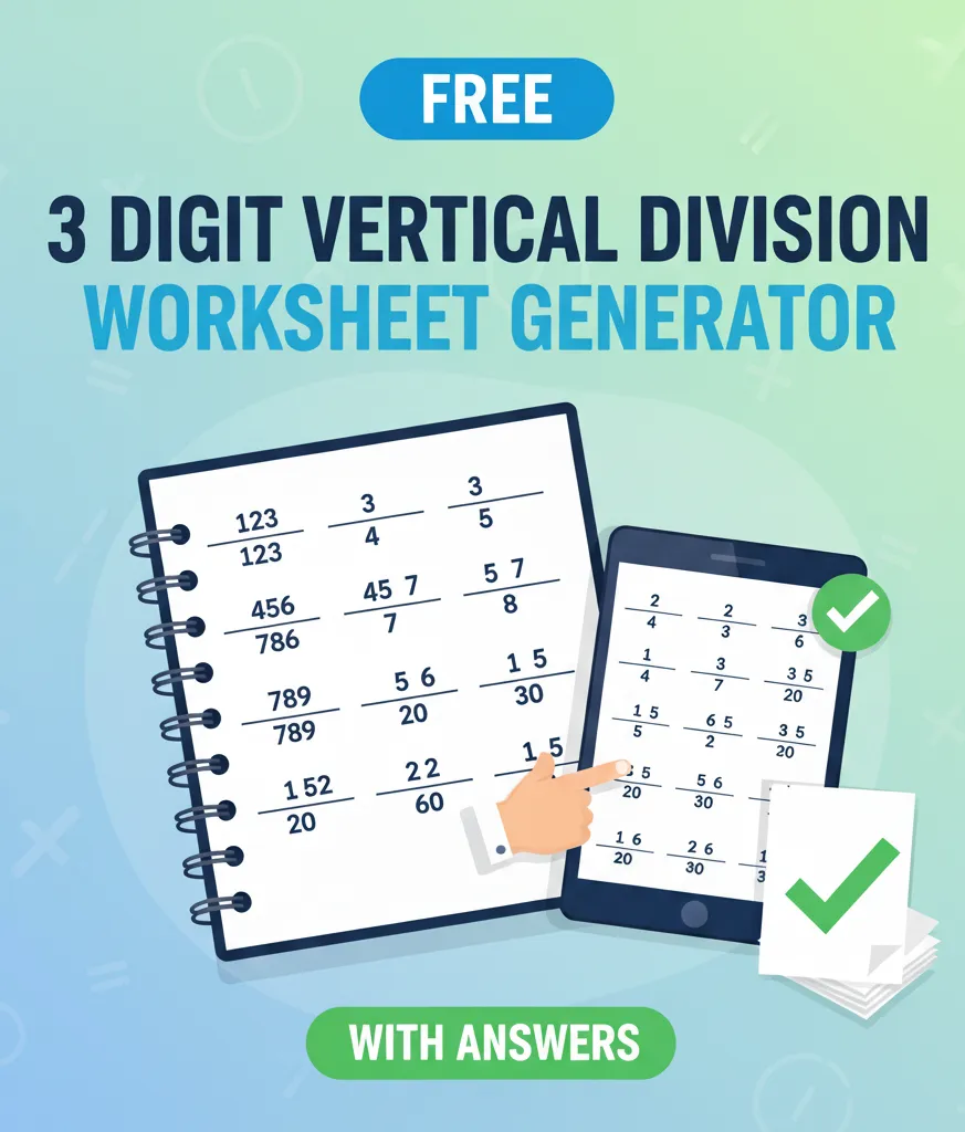 Free 3 Digit Division Worksheet Generator with Answers