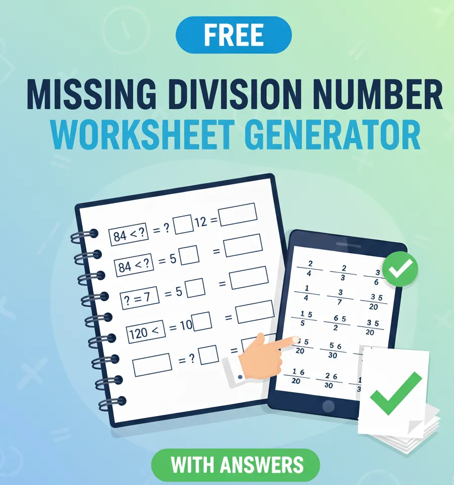 Free Missing Division Number Worksheet Generator